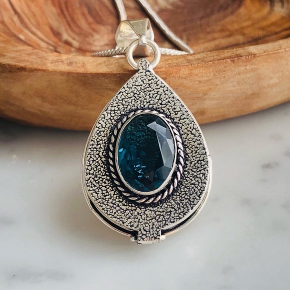Hand Crafted | Jewelry | Silver Plated Blue Topaz Teardrop Pear Shape ...